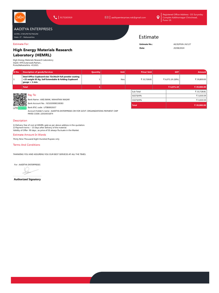 Estimate of Hemrl Ae Si Pun-24 127 - 20!08!24 | PDF