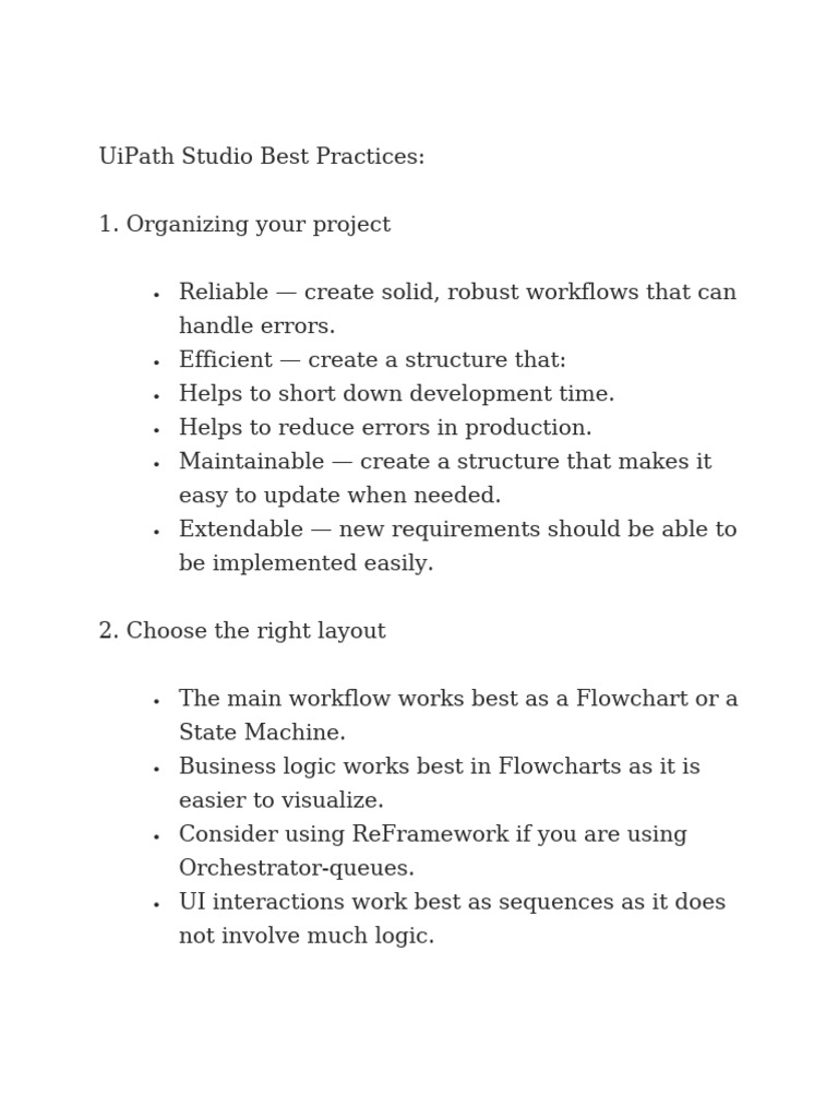 UiPath Studio Best Practices | PDF | Automation | Workflow