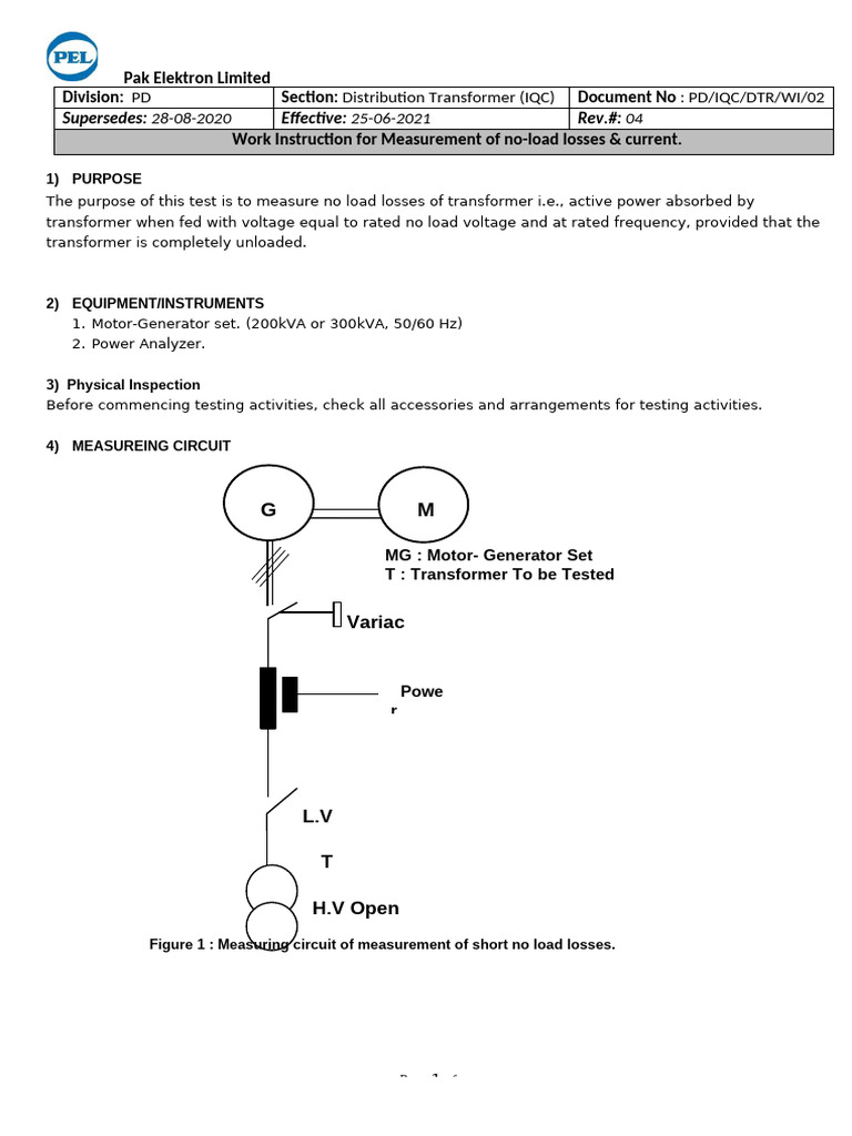 Transformer No-Load Loss Measurement Guide | PDF | Transformer | Power ...