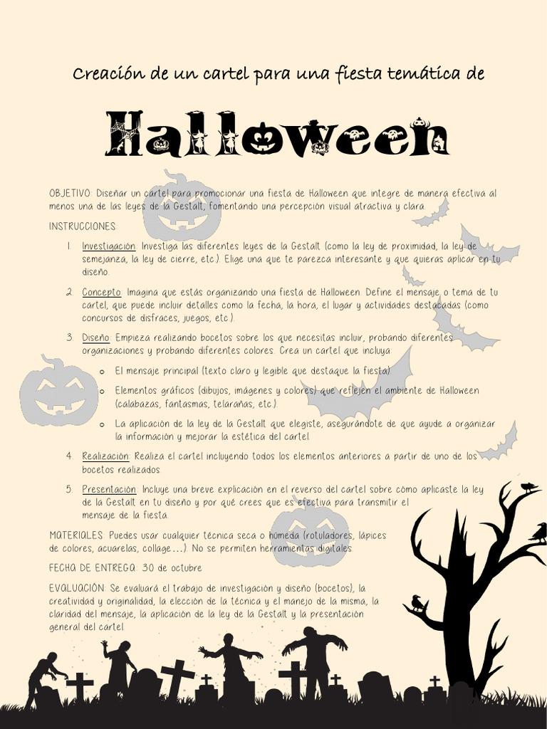 Enunciado Lámina Halloween Leyes de La Gestalt | PDF