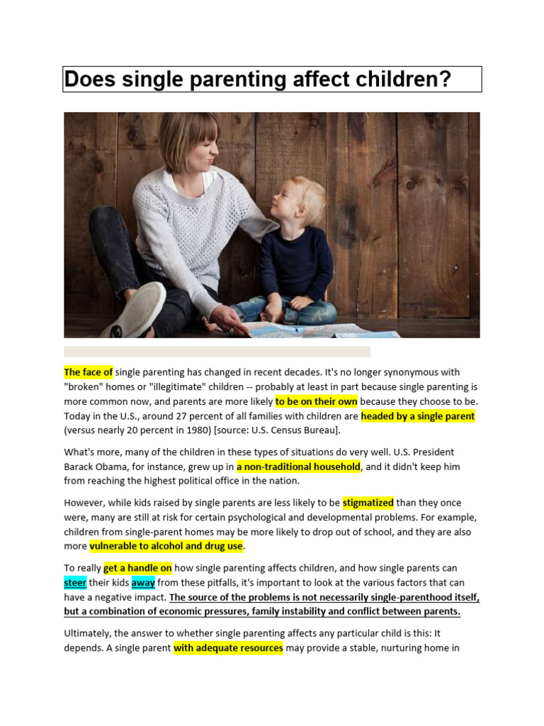 Does Single Parenting Affect Children | PDF | Single Parent | Parenting