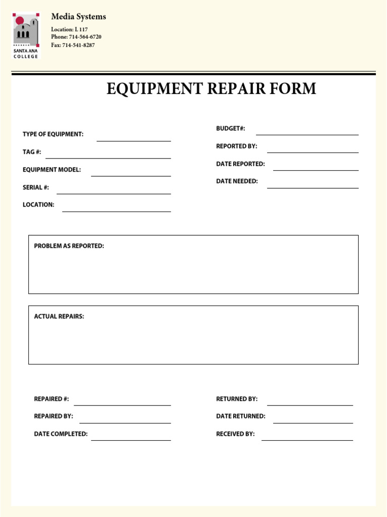 Equip Repair Form | PDF