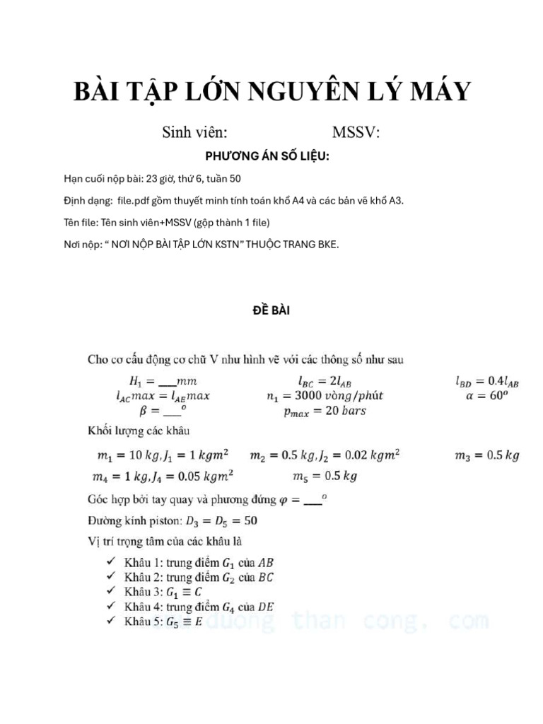 ĐỀ BÀI TÂP PHẦN MỞ RỘNG MÔN NGUYÊN LÝ MÁY KSTN HK1 2024 2025 | PDF