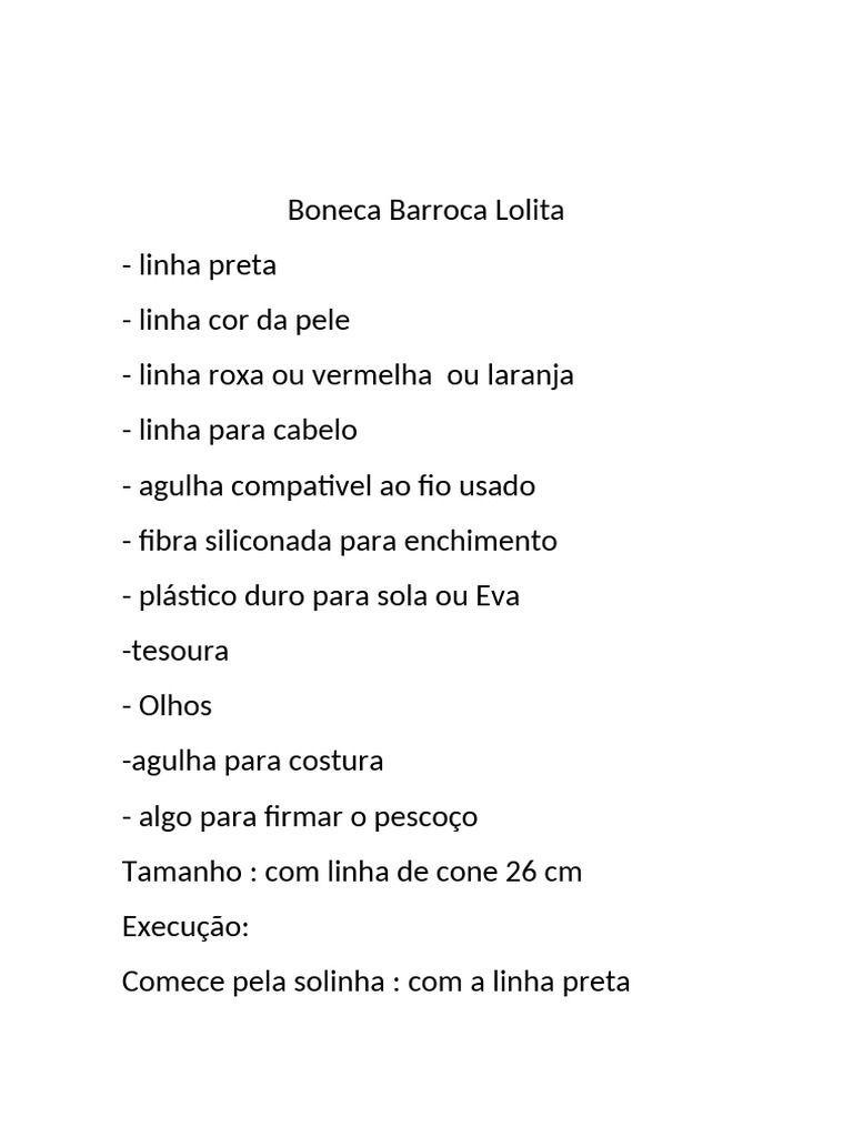 Boneca - Barroca - Bruxa Teka | PDF