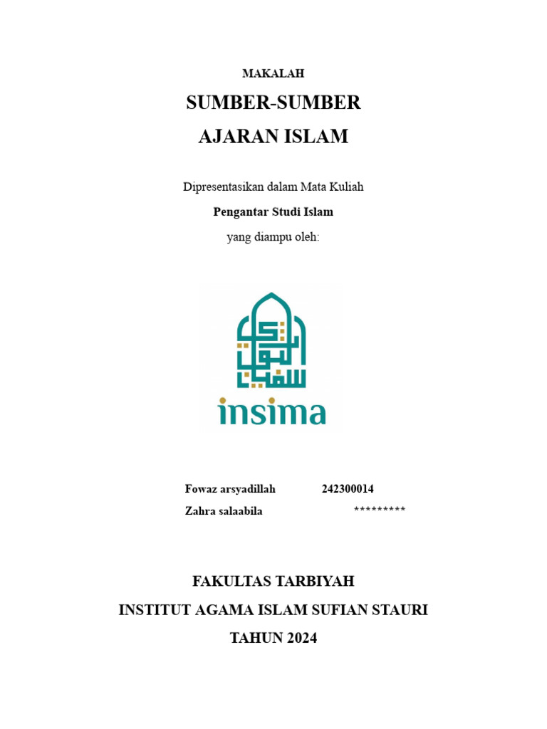 Makalah Sumber-Sumber Ajaran Islam | PDF