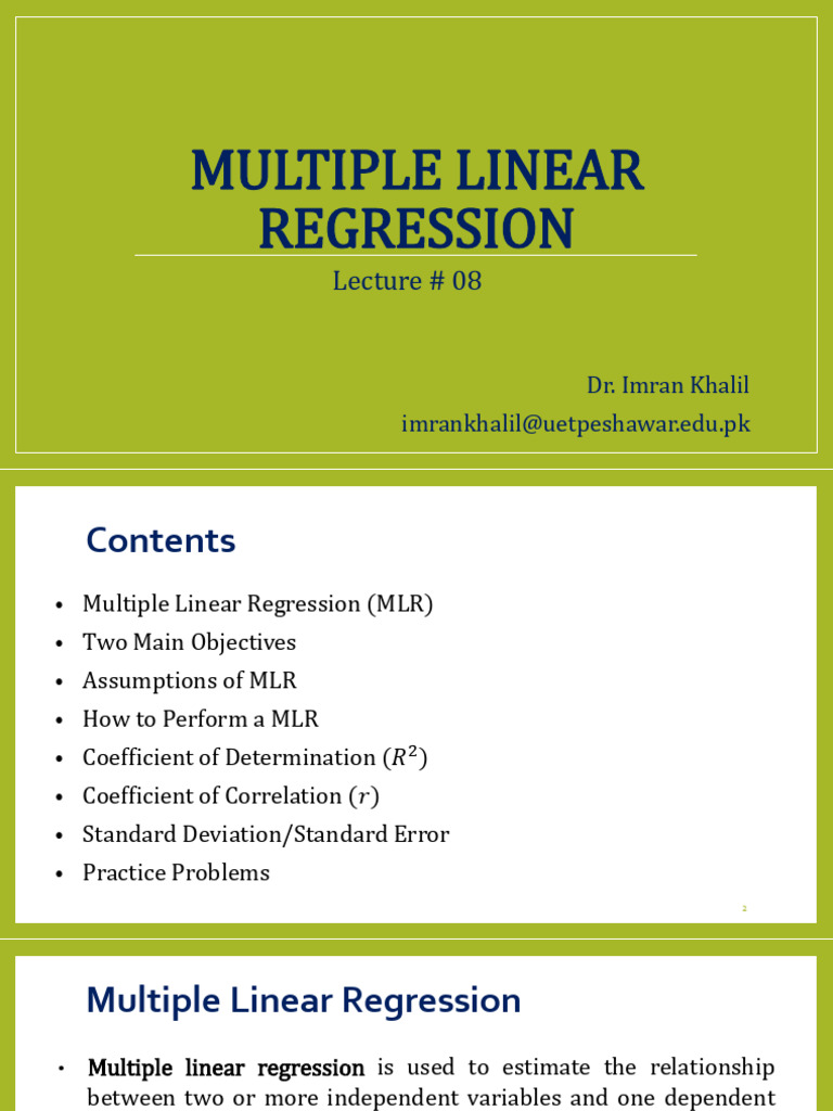 As Lecture 07 Multiple Linear Regression Pdf Standard Deviation Errors And Residuals