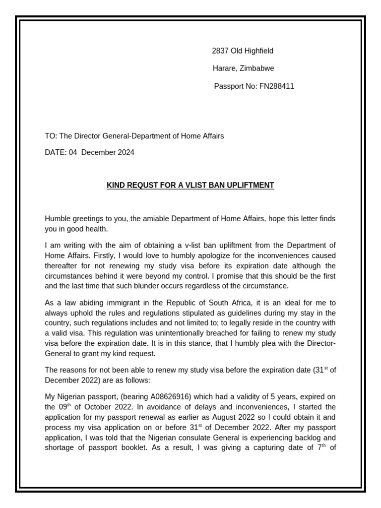 Request for Good Cause Letter | PDF | Travel Visa | Passport