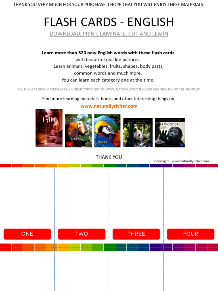 Flash Cards Ensglish Numbers | PDF