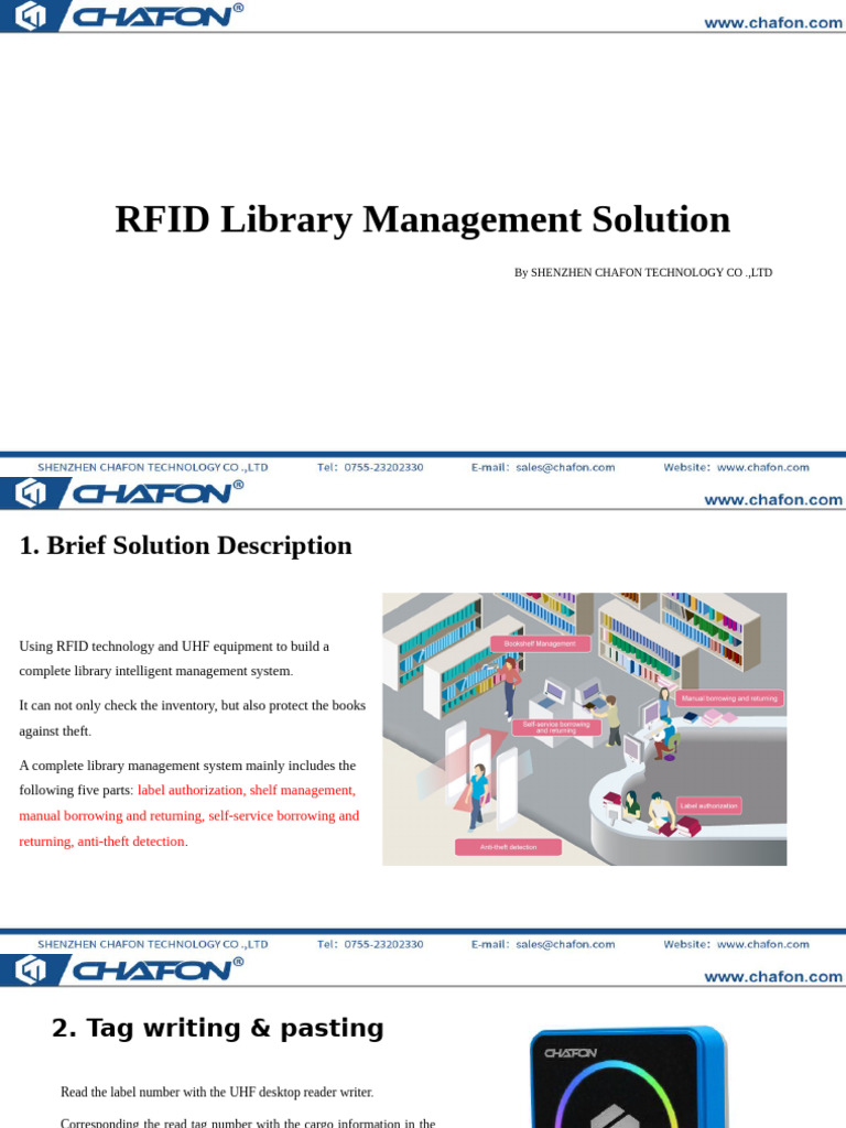 CHAFON+Library+Management+Solution | PDF | Radio Frequency Identification | Computing