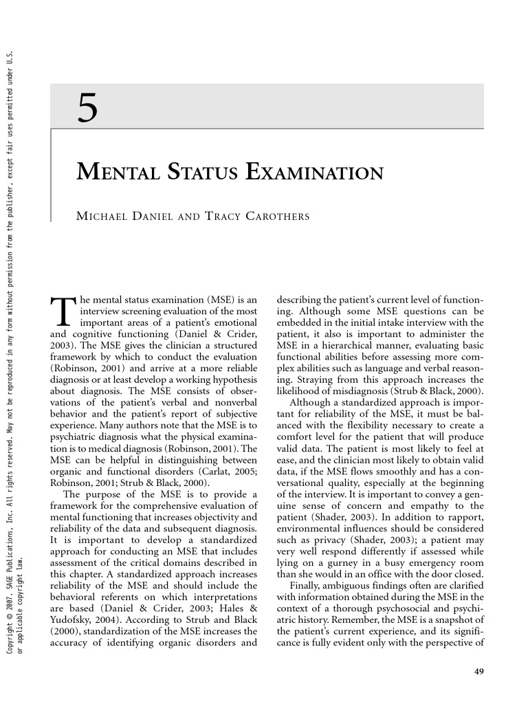 Mental Status Examination 49 63 | PDF | Mental Disorder | Clinical Medicine