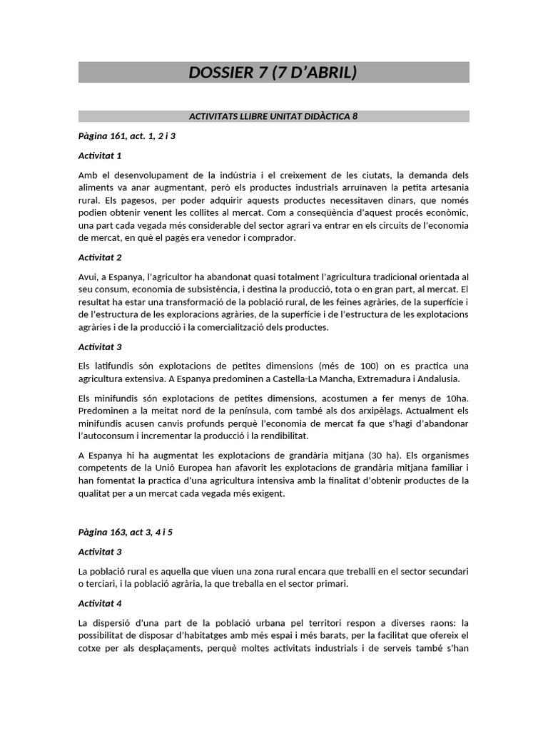 Activitats Dossier 7 Miguel Homedes | PDF