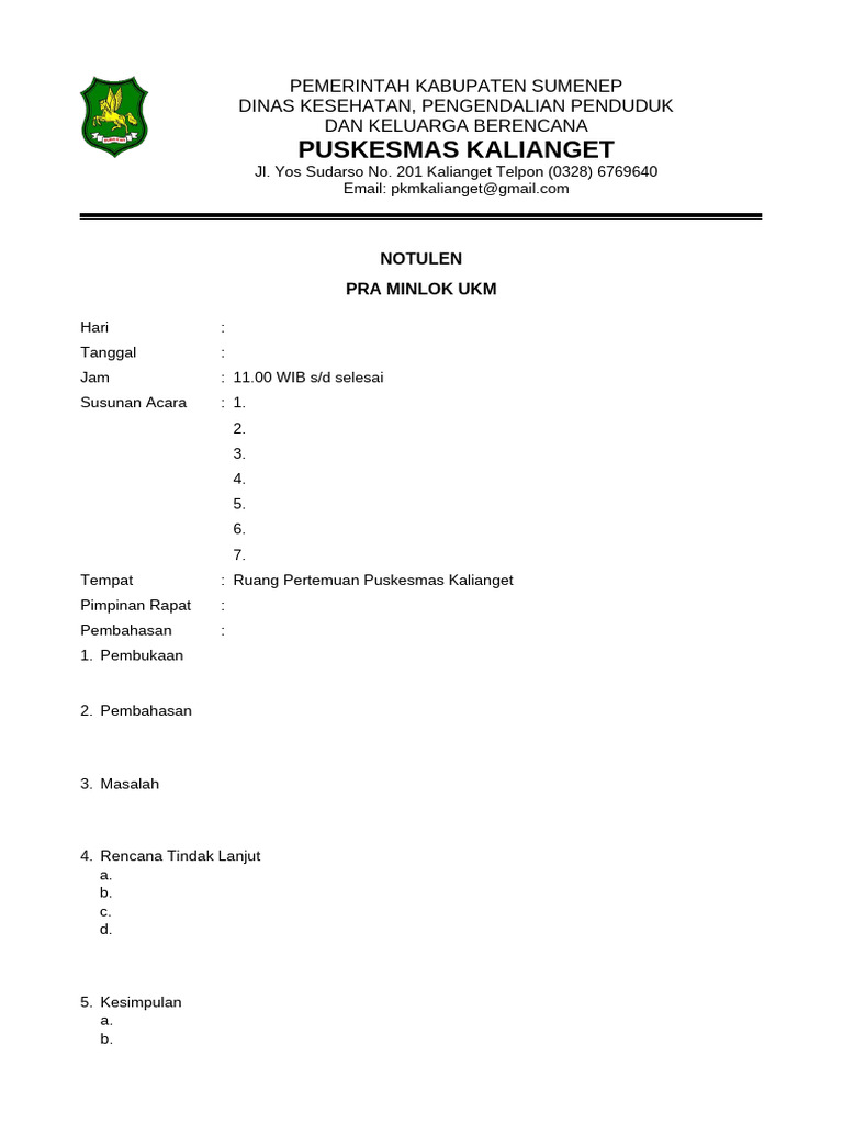 Notulen Rapat Pra Minlok UKM | PDF