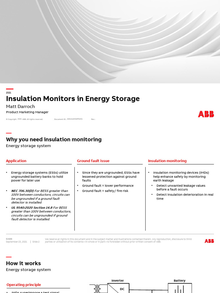 Insulation Monitors in Energy Storage Presentation 1SXU112002P0201 ...