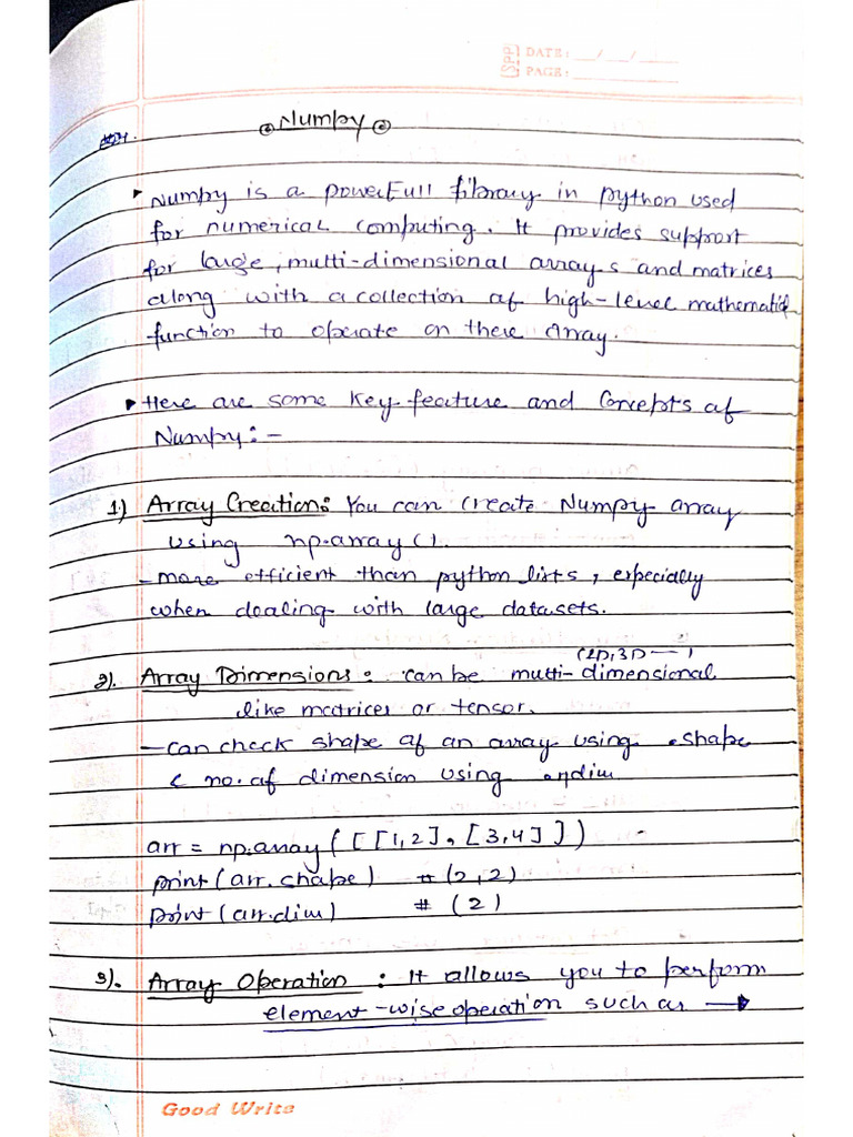 Numpy Notes and Viva Question | PDF