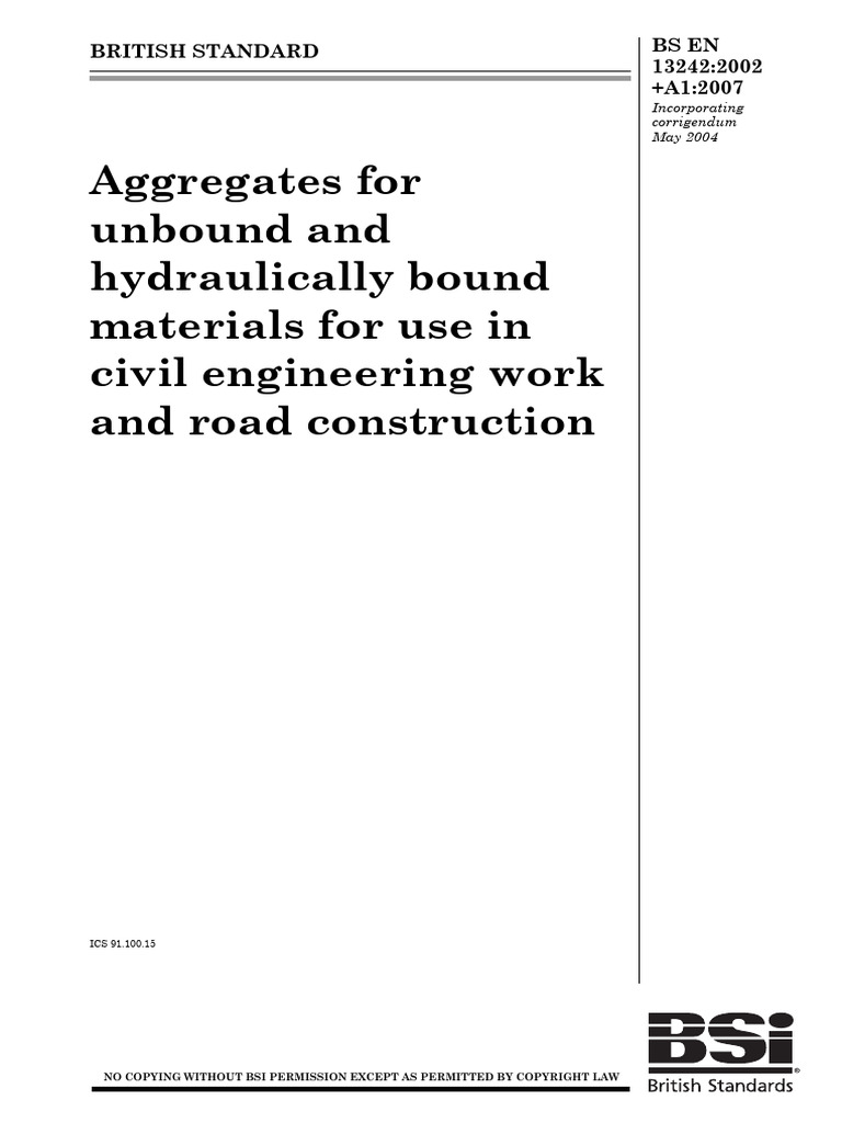 BS en 13242-2002 Aggregates For Unbound and Hydraulically Bound ...