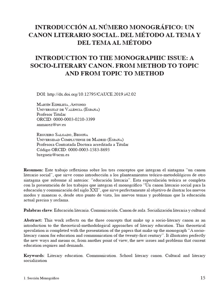Canon Social | PDF | Enseñando | Literatura