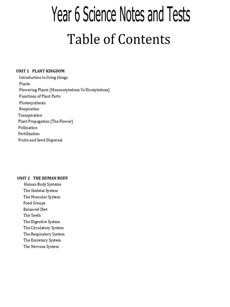 Yr 6 Science Notes+Tests | PDF | Flowers | Pollination