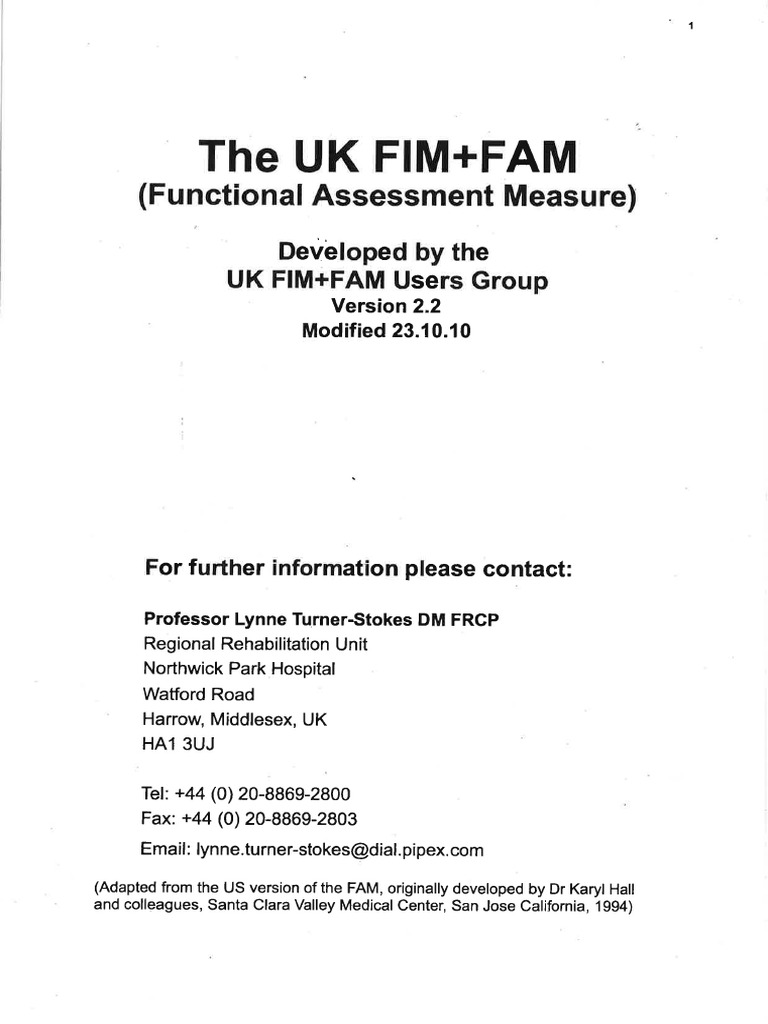 UK FIMFAM Manual | PDF
