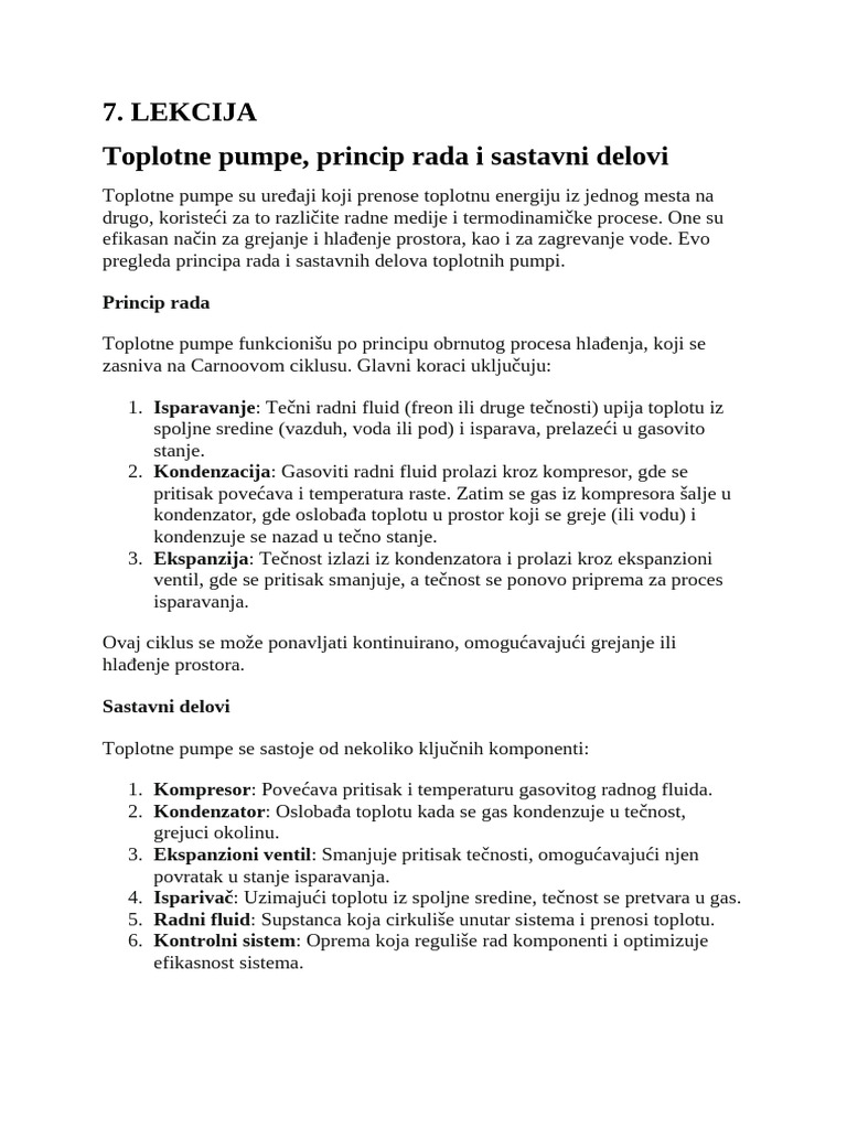 Lekcija Toplotne Pumpe | PDF
