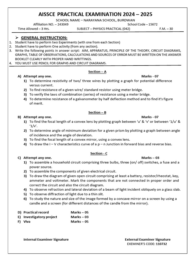 Phy - Cbse Practical Exam QP 2024-25 | PDF | Materials Science | Optics