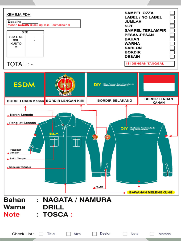 Template Vector Kemeja Baju PDH a (2) (1) | PDF