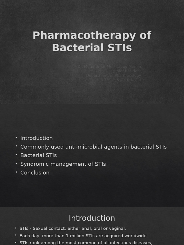 Pharmacotherapy of Bacterial STIs | PDF | Sexually Transmitted ...