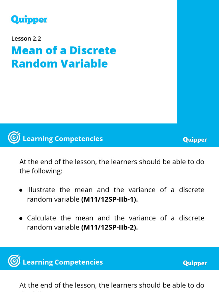3.-Mean-of-a-Discrete-Random-Variable | PDF | Probability Distribution | Mean