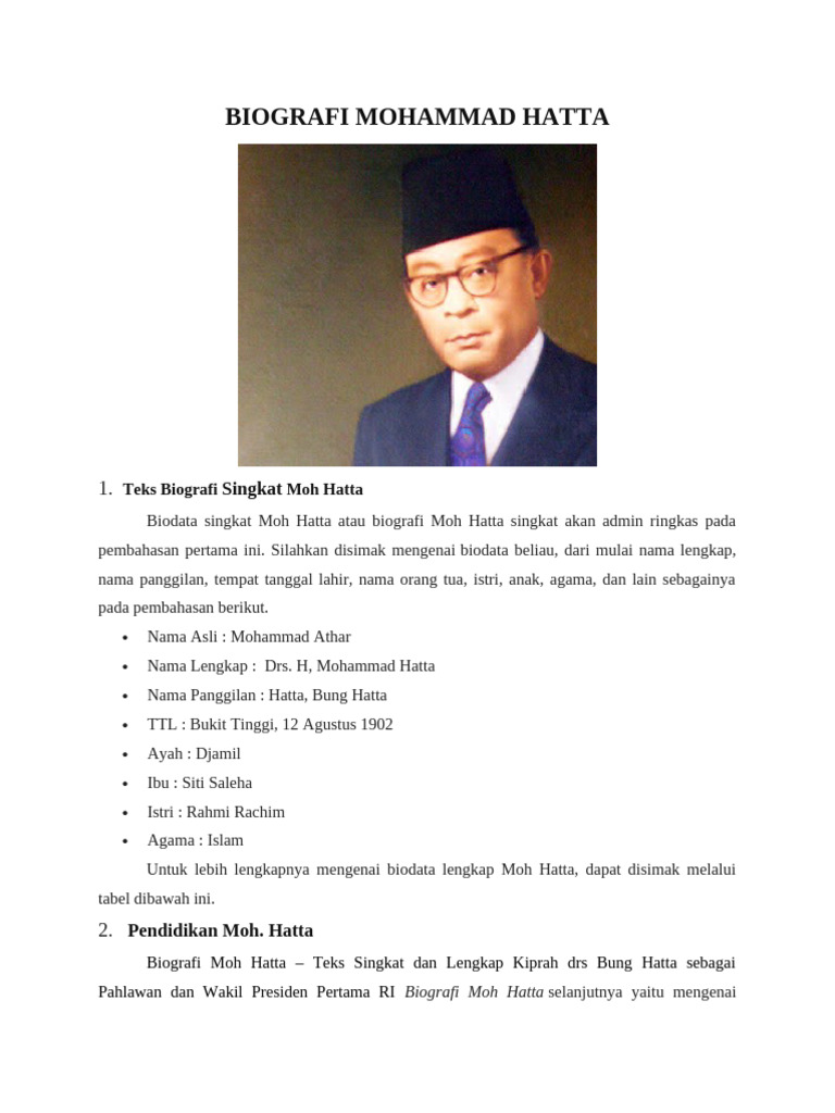 Biografi Mohammad Hatta | PDF