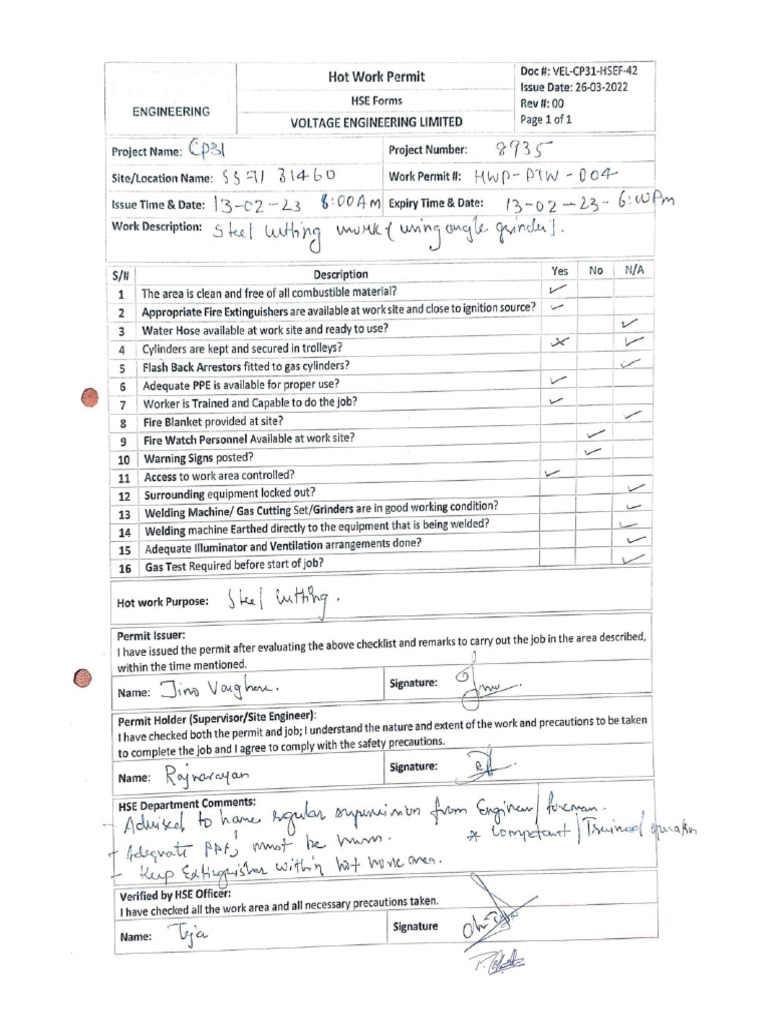 DE17 Permits (Hot Work) | PDF