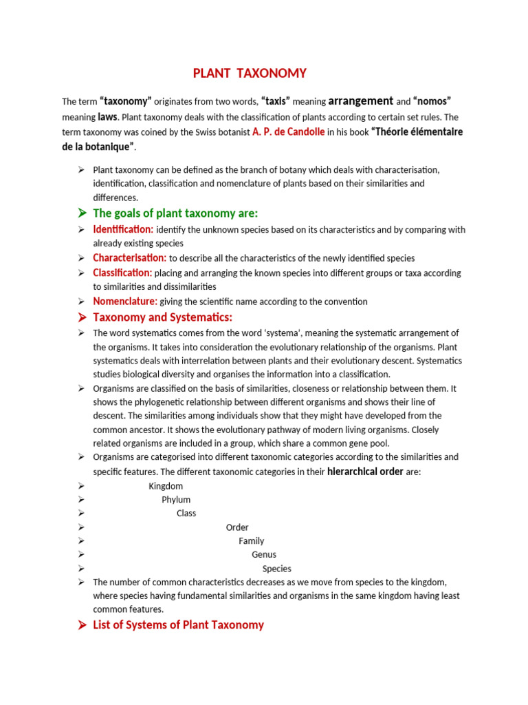 Botany Taxonomy-1-WPS Office | PDF | Taxonomy (Biology) | Flowers