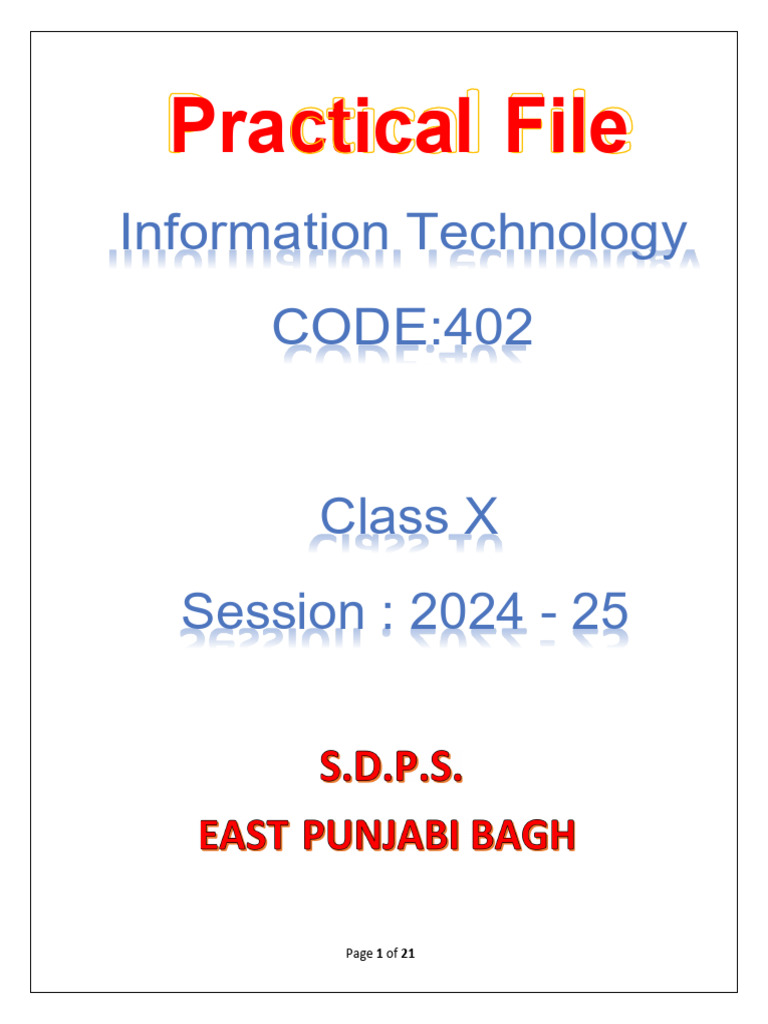 IT Practical File CLASS X_2024_25 | PDF | Relational Database | Spreadsheet