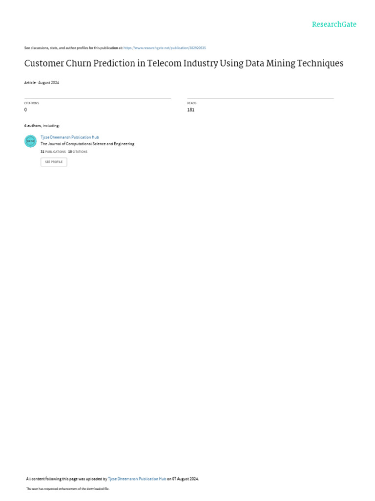 Telecom Customer Churn Prediction Models | PDF | Logistic Regression ...