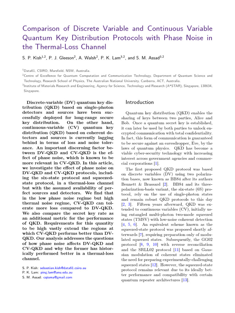 Comparison of Discrete Variable and Continuous Variable Quantum Key Distribution Protocols With ...