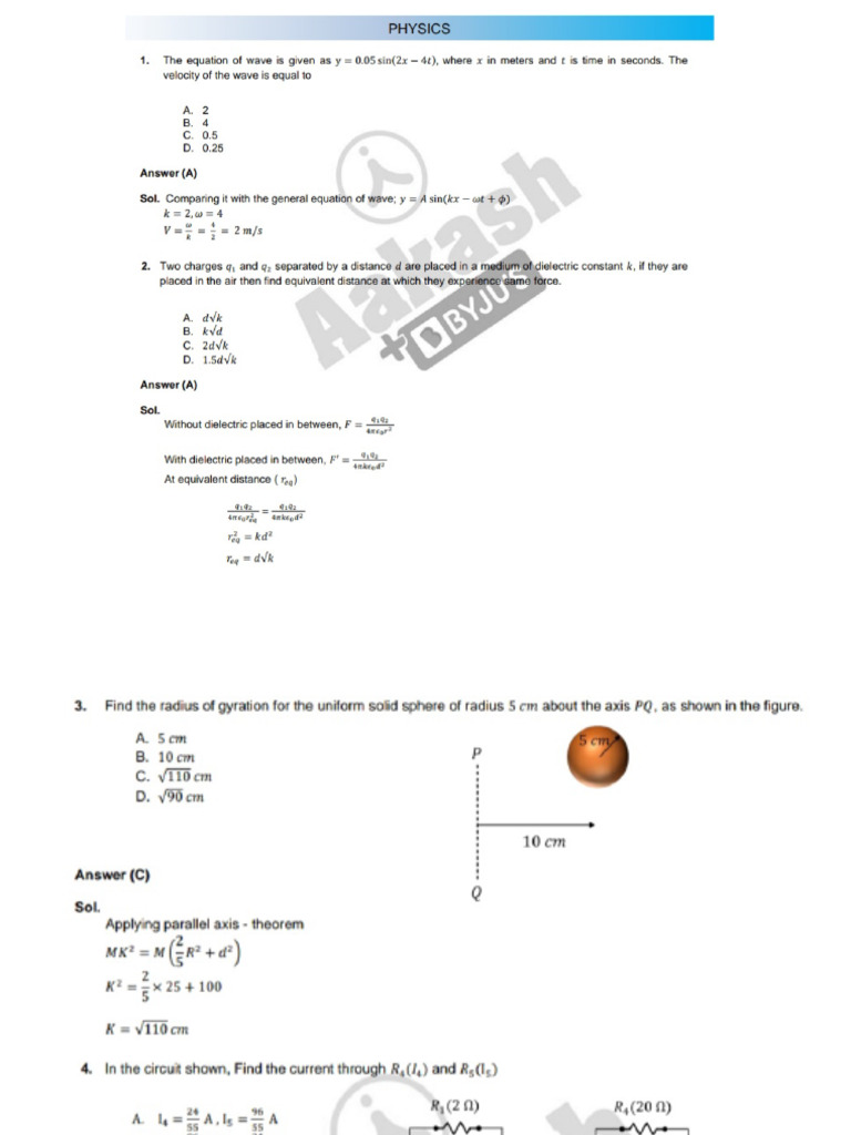 Physics Written Test Sample Paper 7 | PDF