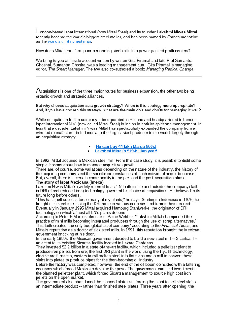 Mittal Steel | PDF | Steel Mill