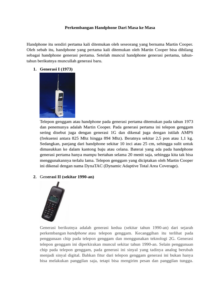 Evolusi Handphone dari Generasi ke Generasi | PDF