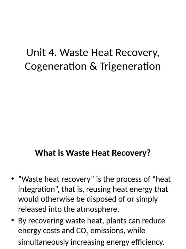 Waste Heat Recovery, Cogeneration and Trigeneration | PDF ...