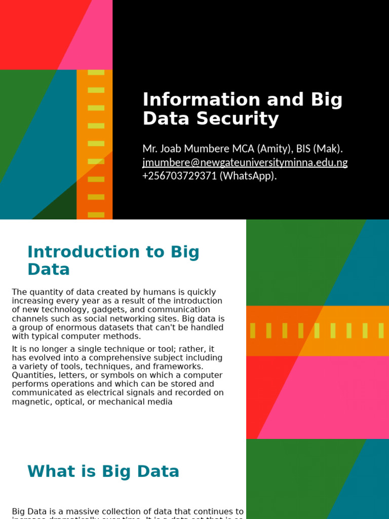 Introduction To Information and Big Data Security | PDF | Big Data ...