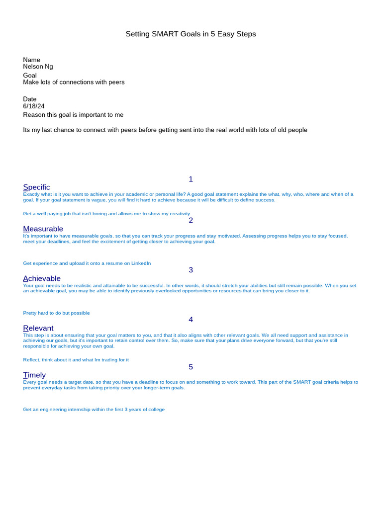 SMART Goals: 5 Steps to Success | PDF