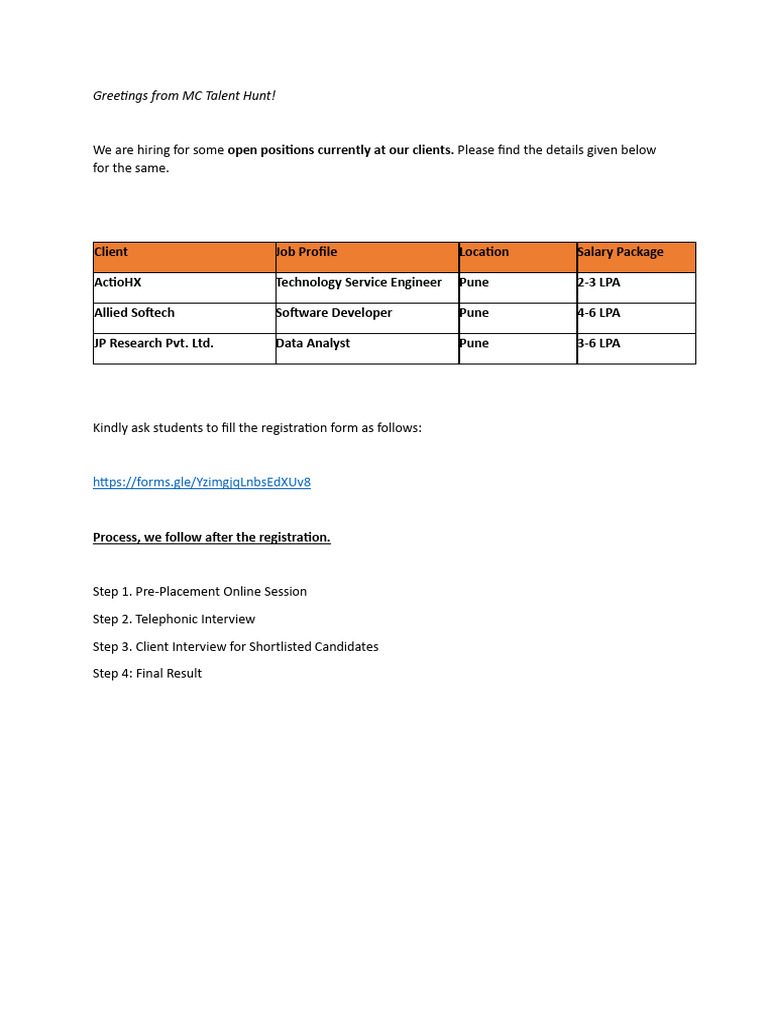 Placement Drive 1 | PDF