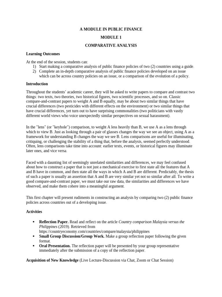 Module 1 - COMPARATIVE-ANALYSIS | PDF | Argument | Thesis