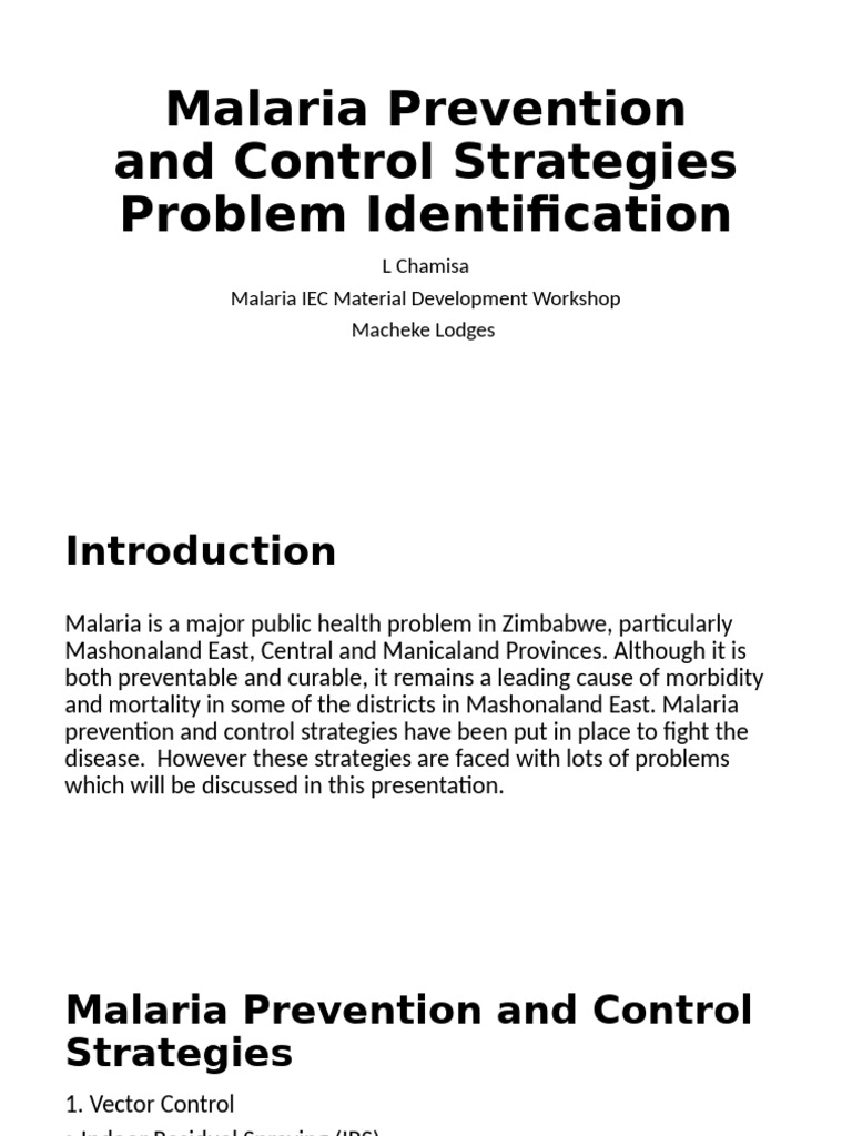 Malaria Prevention and Control Strategies Problem Identification | PDF