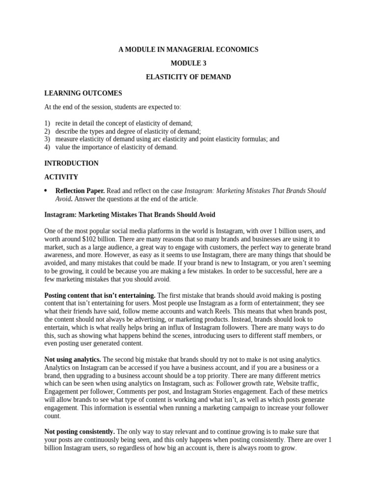 Module 3-(AEC 112) Elasticity of Demand | PDF | Supply (Economics) | Demand