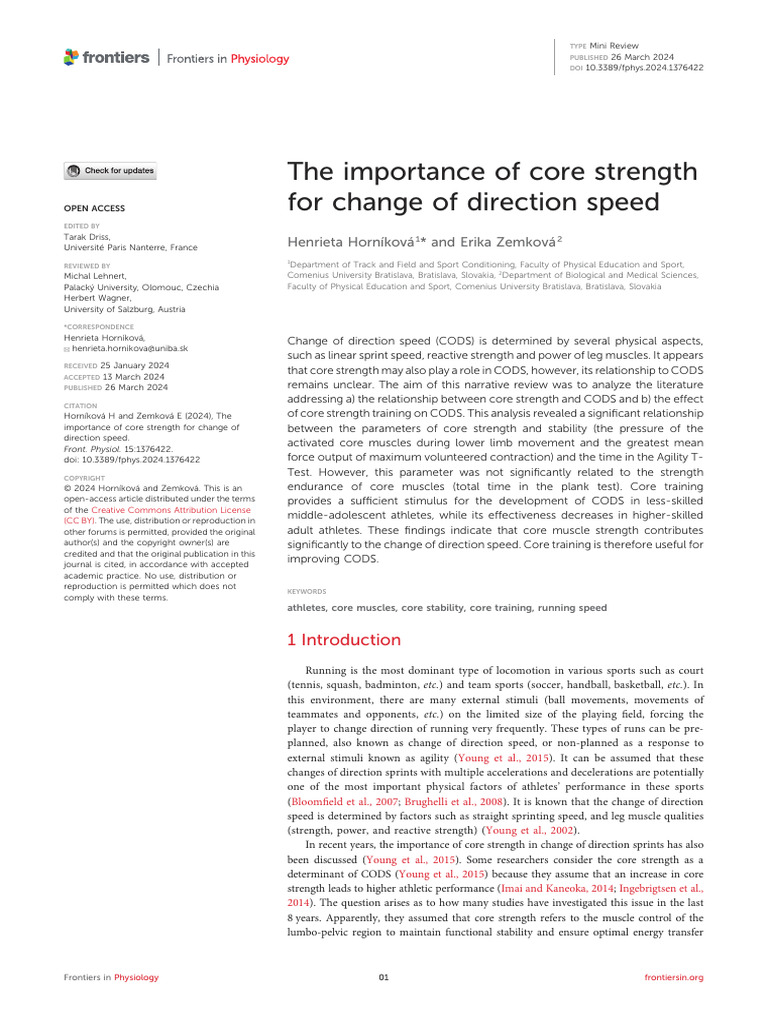 The Importance of Core Strength for Change of Direction Speed | PDF ...
