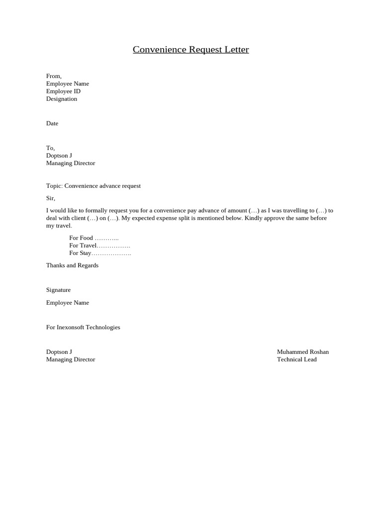 Convenience Request Letter | PDF
