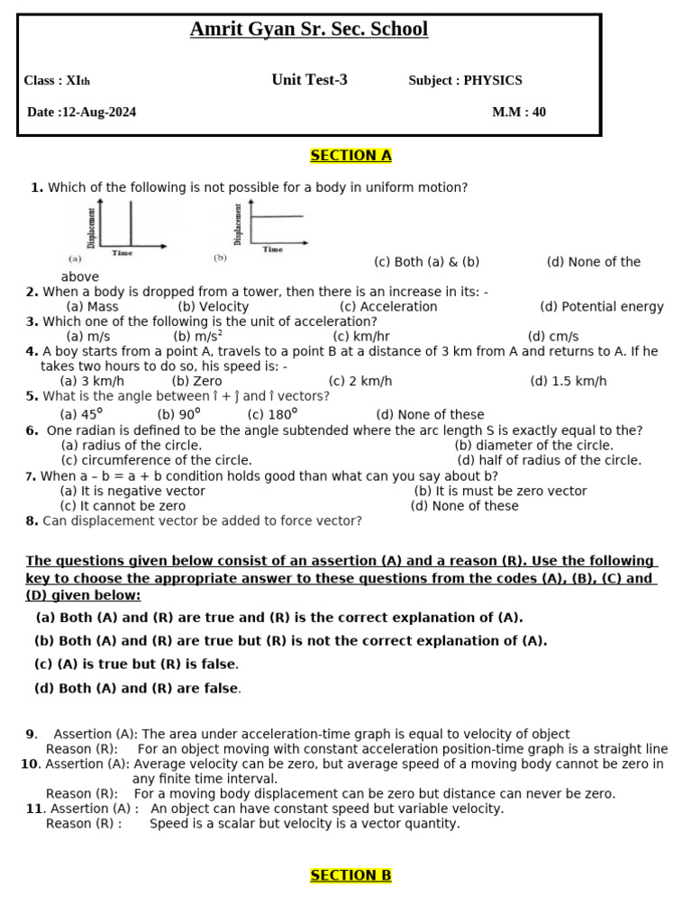 Amrit Gyan 11th Chapter 3 | PDF | Velocity | Speed