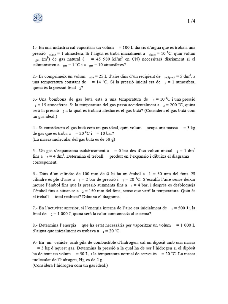 Exercicis Principis de La Termodinamica I Maquines Termiques | PDF