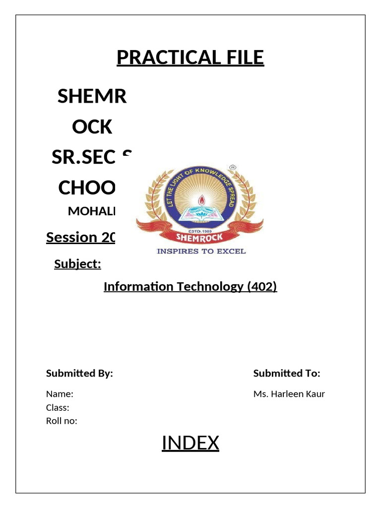 Resource 20250106123236 Font Page Practical File 402 (X) | PDF