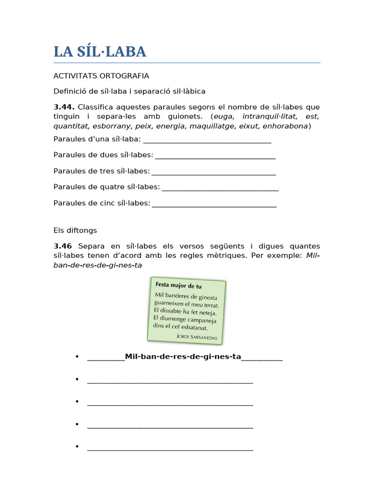 Exercici de la síl·laba OPD (1) | PDF