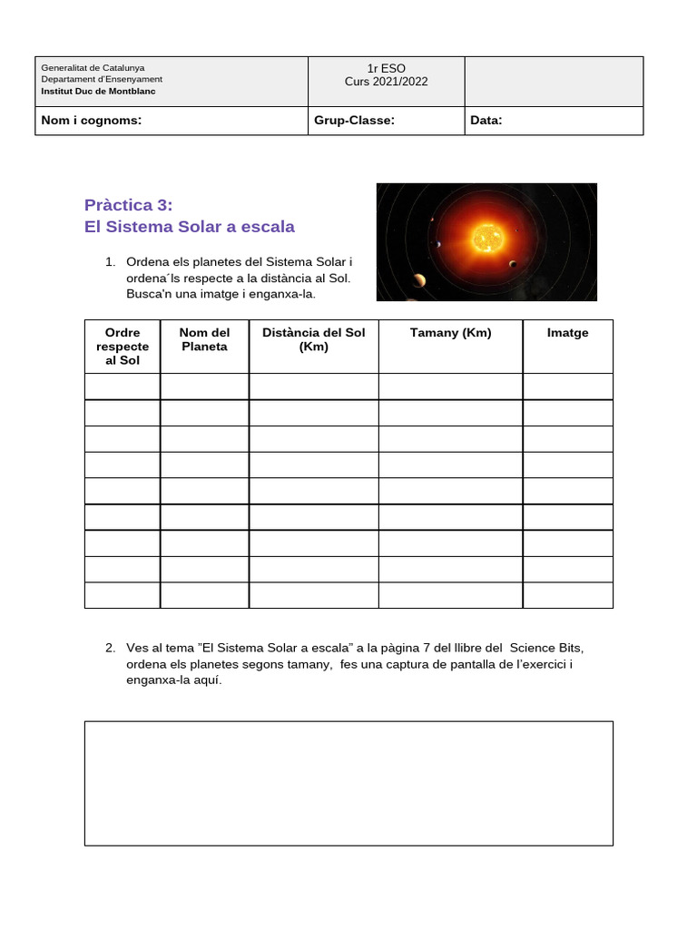 Pràctica 3 El Sistema Solar A Escala | PDF